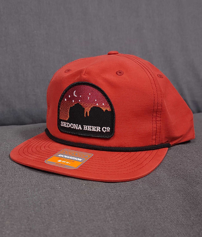 Sunset Arch Patch Rope Hat (dark orange/black) – Goodfellas Merch