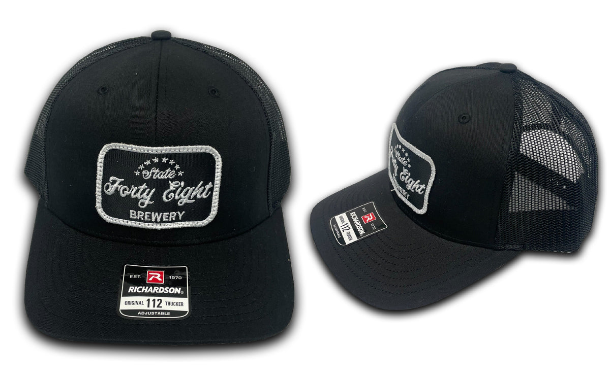 State 48 Trucker Snapback Patch Hat (Black/Black Mesh) – Goodfellas Merch